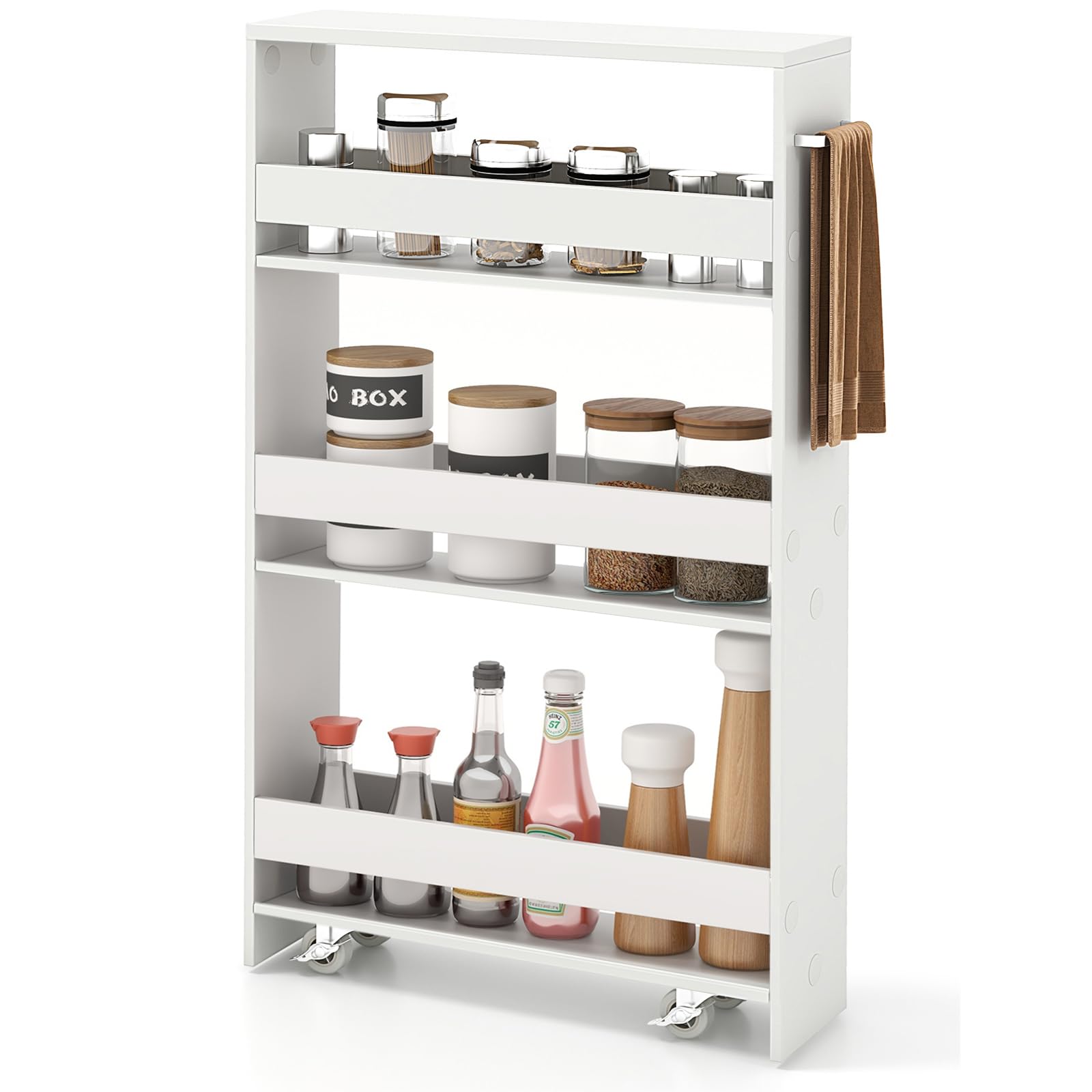 Amazon.com: SILKYDRY Slim Rolling Storage Cart, 4-Tier Kitchen Utility ...