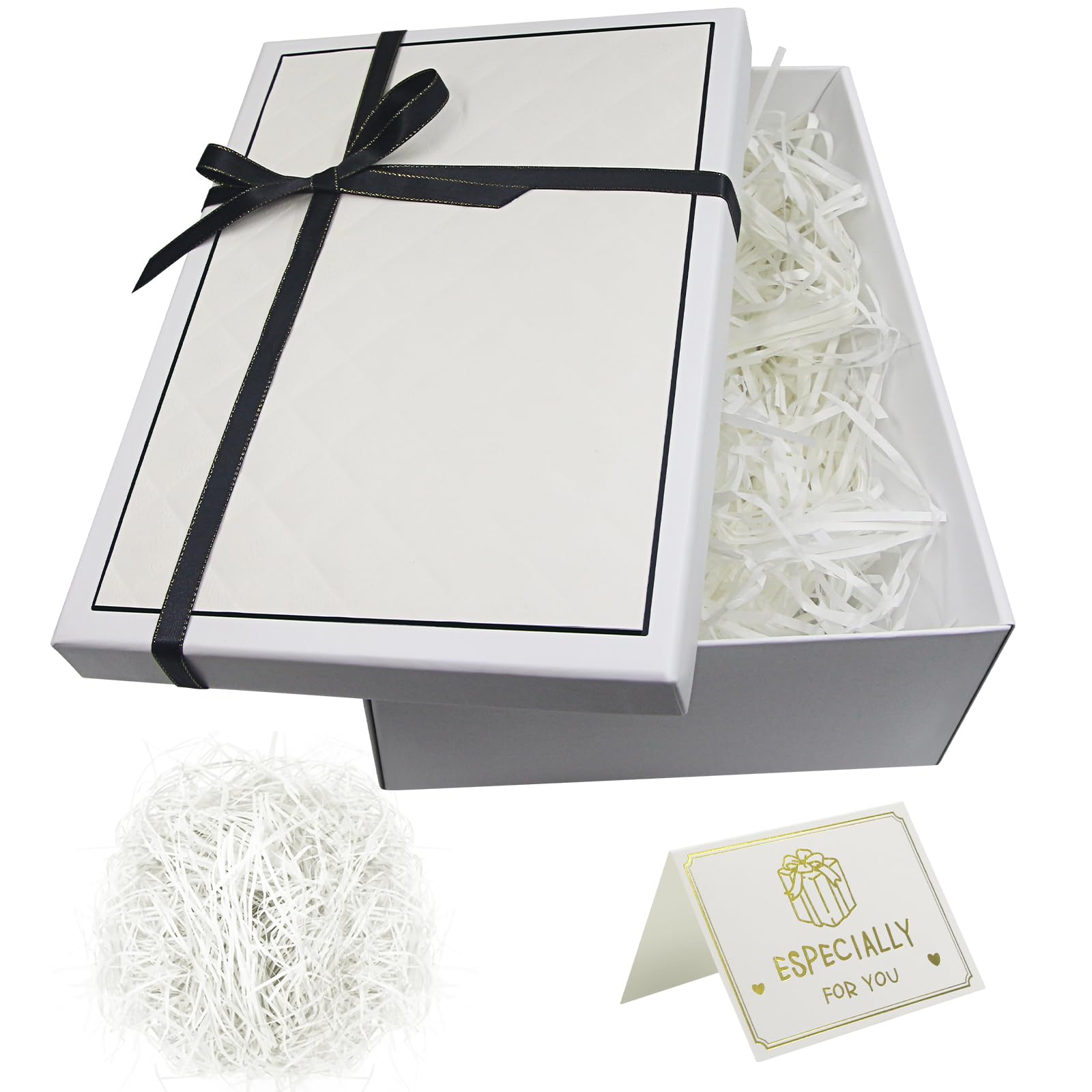 Amazon.com: Textured Gift Box with Lids & Ribbon, Greeting Card, Party ...