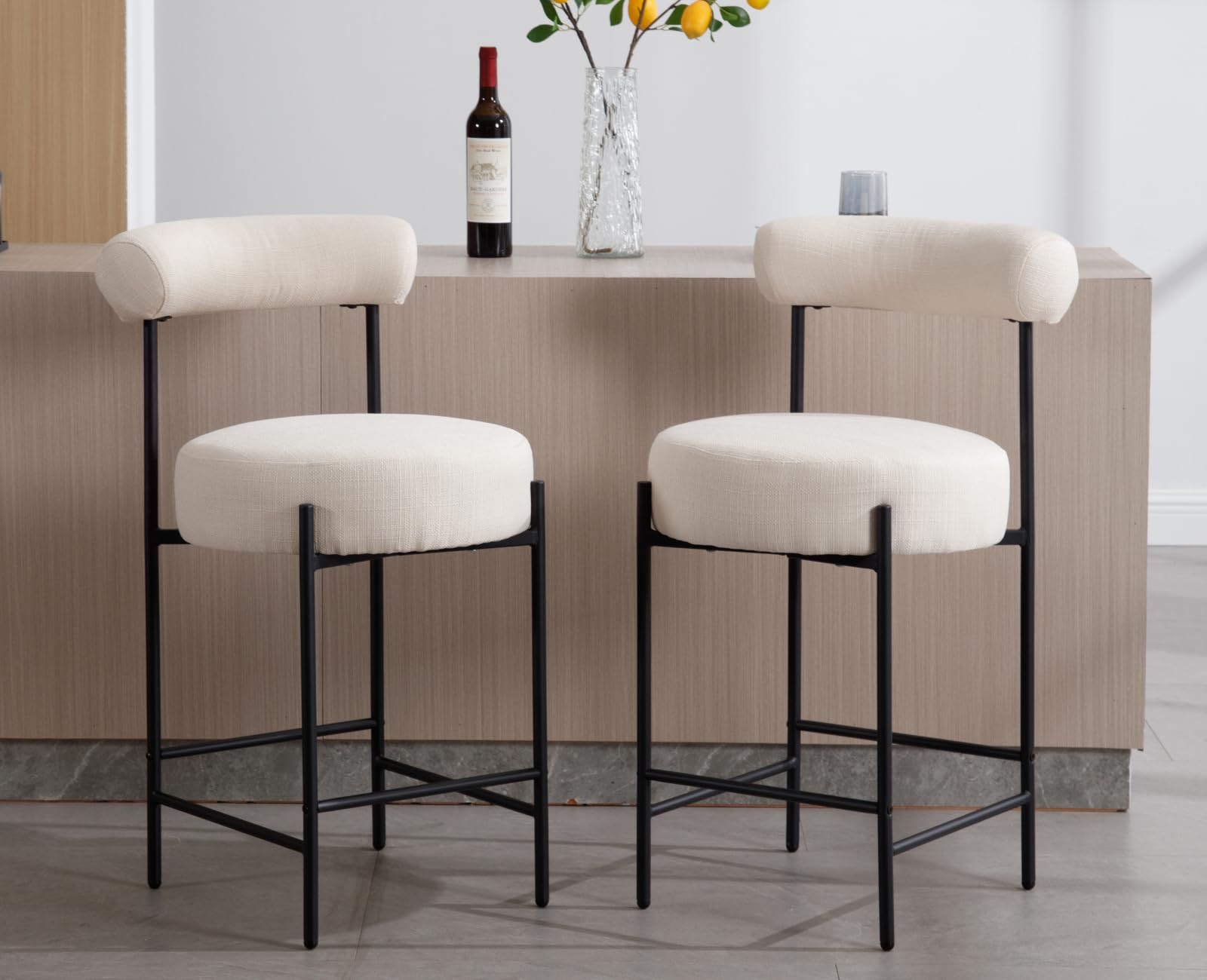Amazon.com: EALSON Modern Counter Height Bar Stools Set of 2 Linen ...