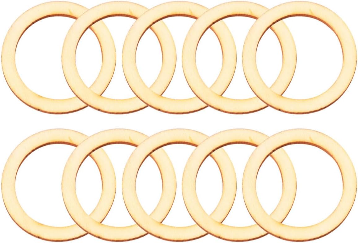 Amazon.com: AHANDMAKER 100 Pcs Natural Wood Rings, 5 Size Unfinished ...