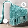 Amazon.com: PAVILIA Teal Green Throw Blanket for Couch, Soft Chenille ...