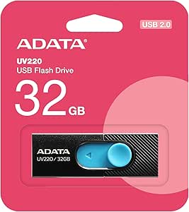 Amazon.com: ADATA 32GB UV220 USB 3.0 Black/Blue DashDrive - USB Flash ...