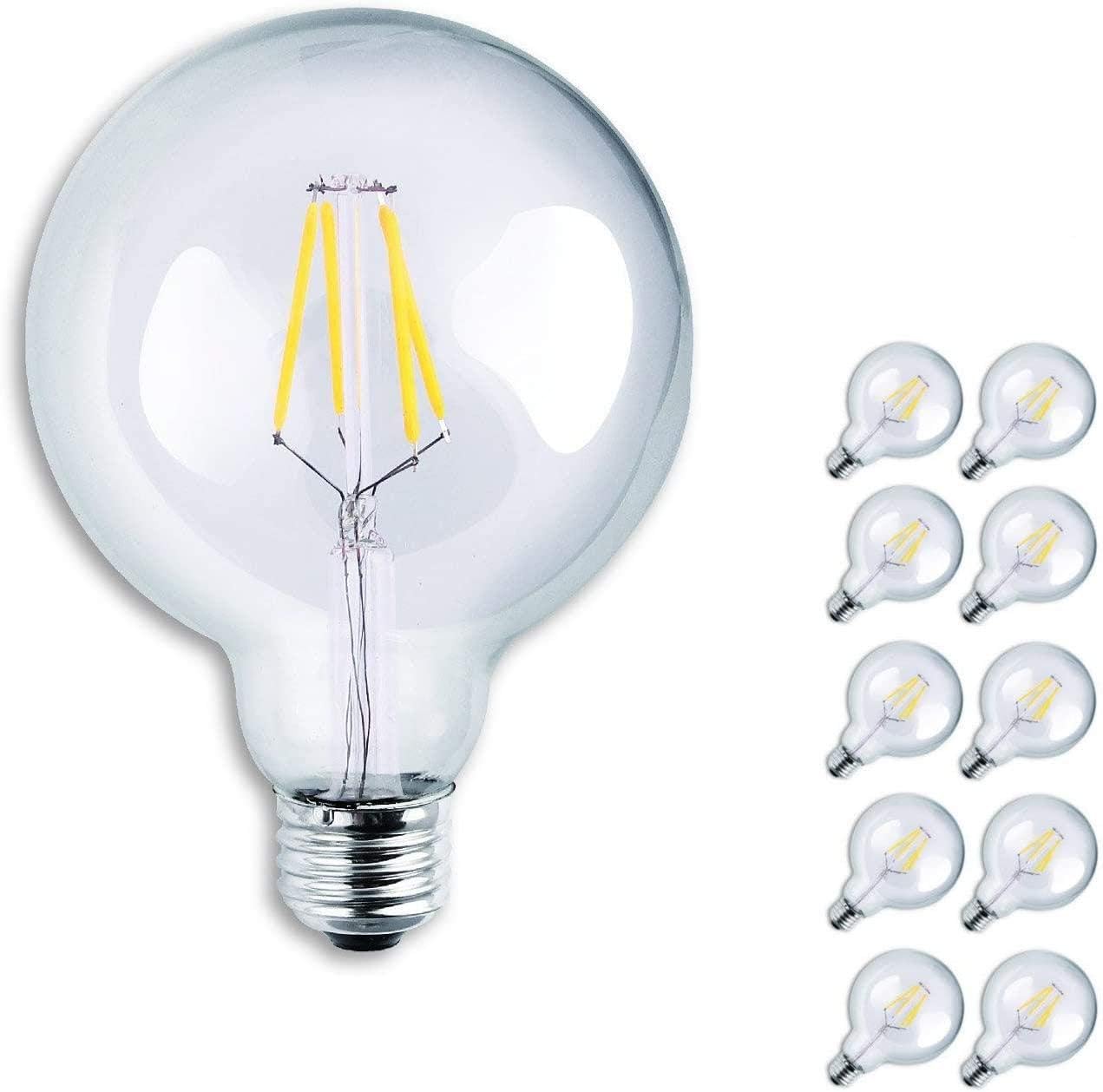 Amazon.com: SUNWO LED G25 4W LED Filament Bulb Dimmable, E26 Candelabra ...