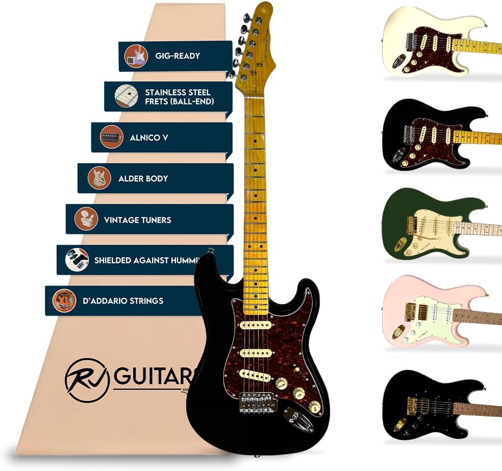 Amazon.com: RJ Guitars Gigline Skycaster Electric Guitar S-Type Adult ...