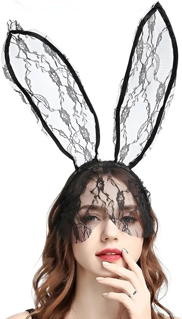 Amazon.com: GORTIN Lace Bunny Ears Light up Headband with Veil Led ...