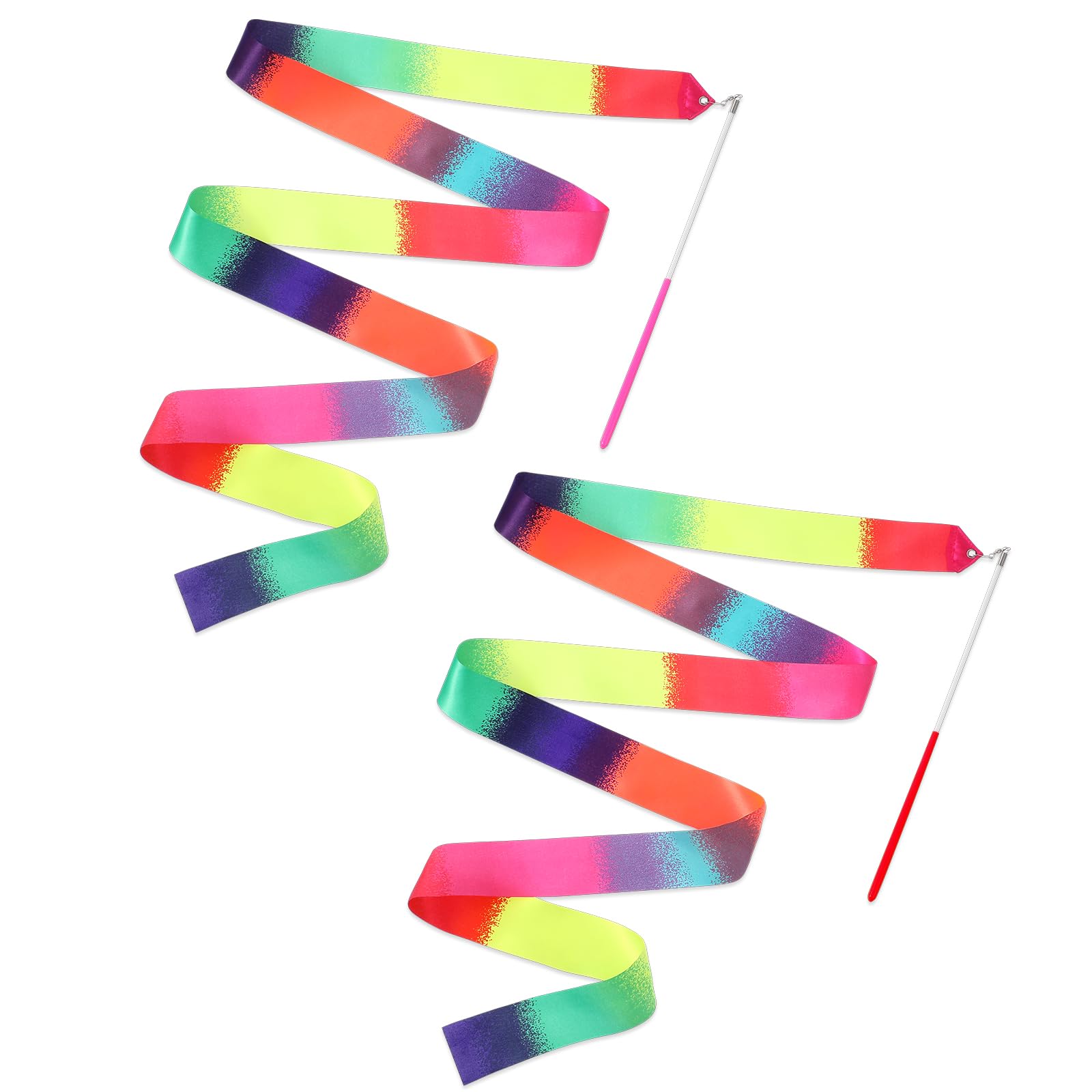 Amazon.com : Dimeho Dance Rainbow Streamers, 2 Pcs Ribbon Dancer Wand ...