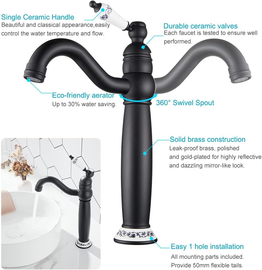 Maynosi Victorian Bathroom Basin Mixer Tap, Mono High Rise Basin Tap ...