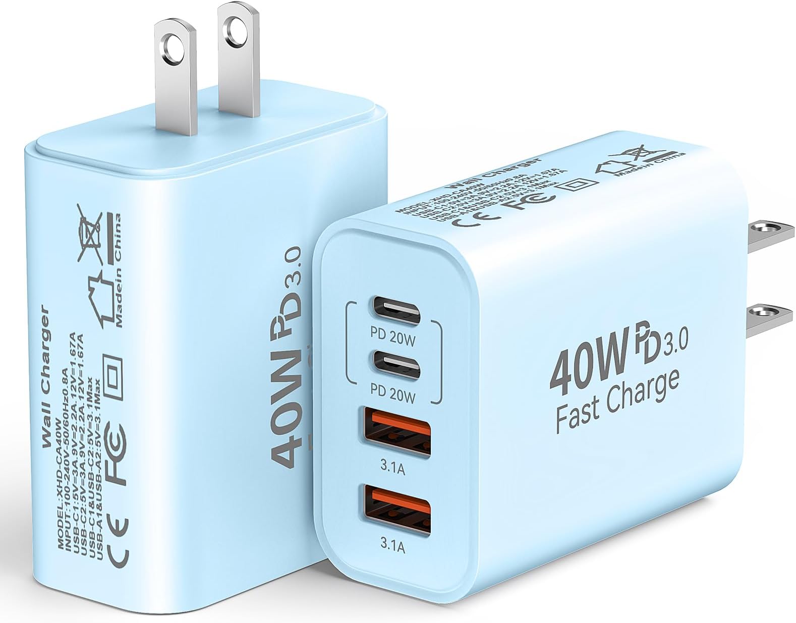 Amazon.com: [2-Pack] 50W Charger Bundle with [2-Pack] 40W USB C Charger ...