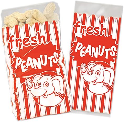 Amazon.com: Paper Peanut Bags - Red White Elephant Pattern - 150 Pack ...