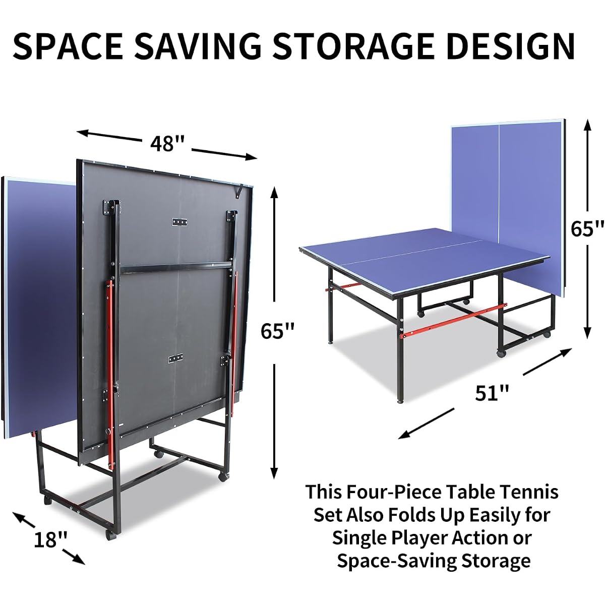 $43/mo - Finance KEIKI Foldable 8FT/9FT Ping Pong Table Set, Portable ...