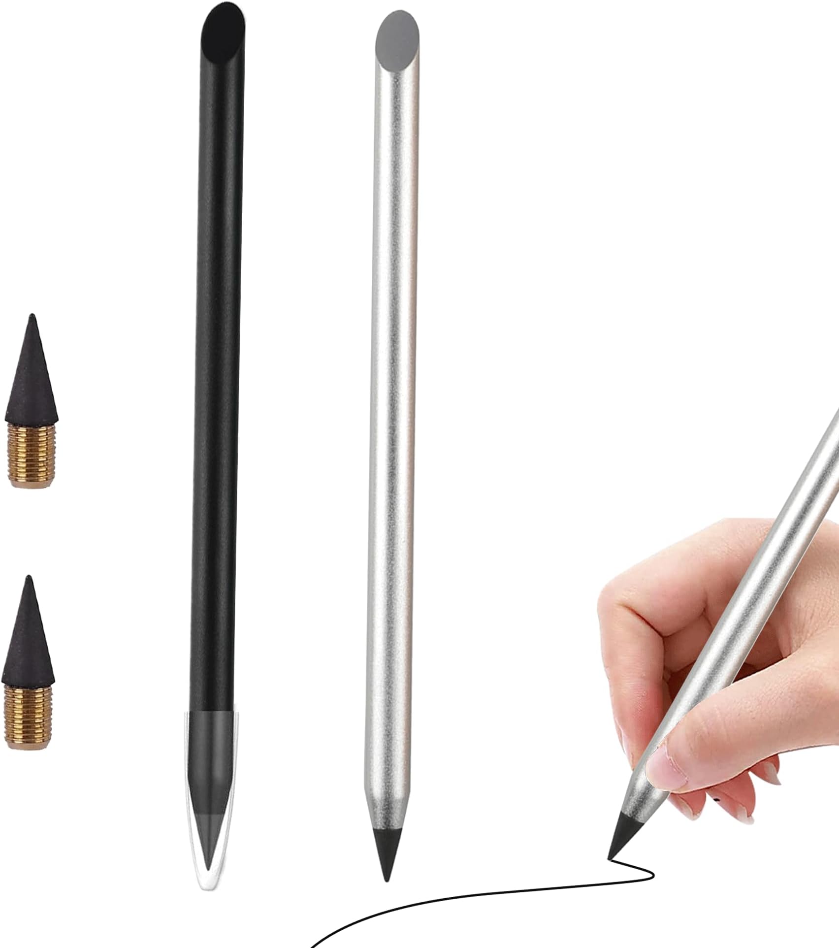 2Pcs Metal Inkless Pencil for Infinity Pencil No Pencil Sharpening ...