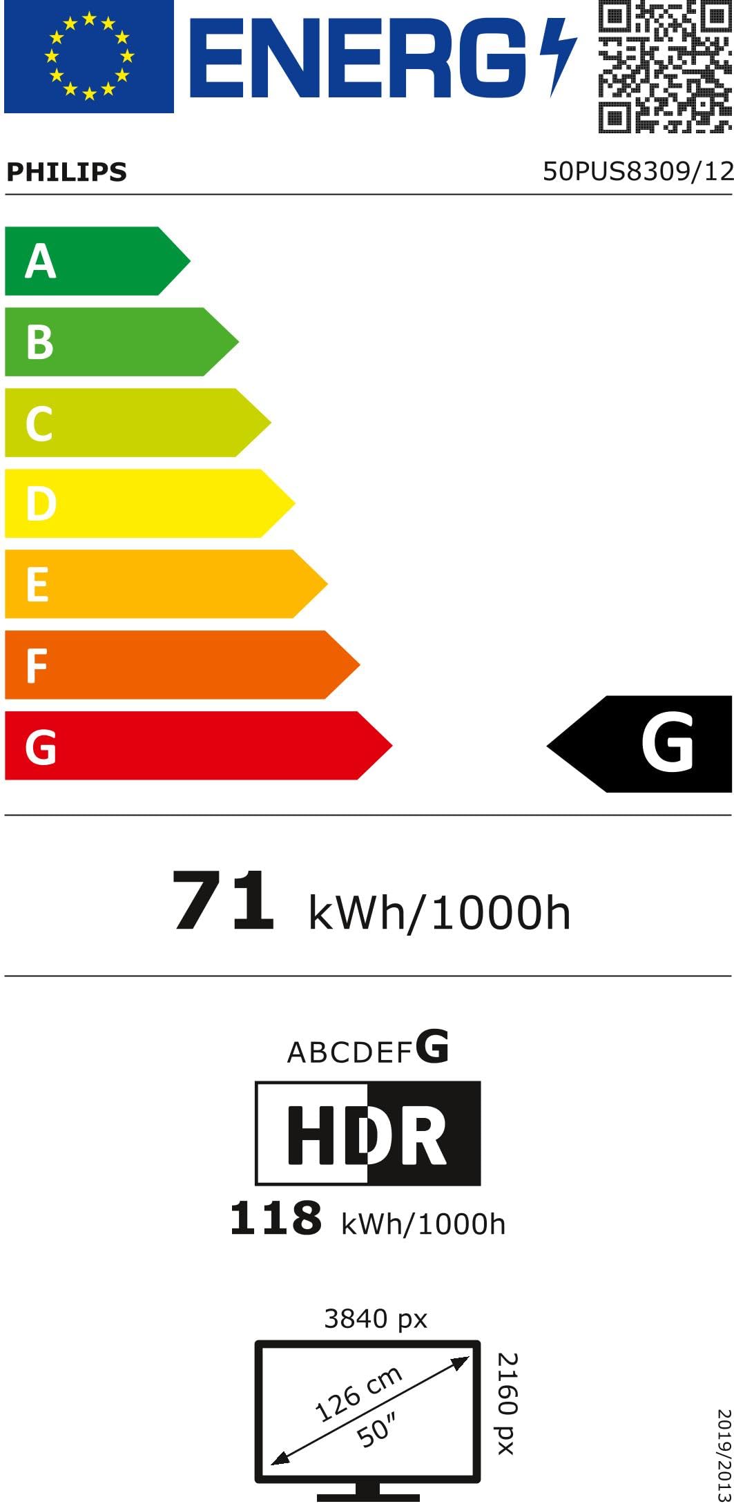 Philips Ambilight 50PUS8309 4K LED Smart TV - 50-Zoll Display mit Pixel ...