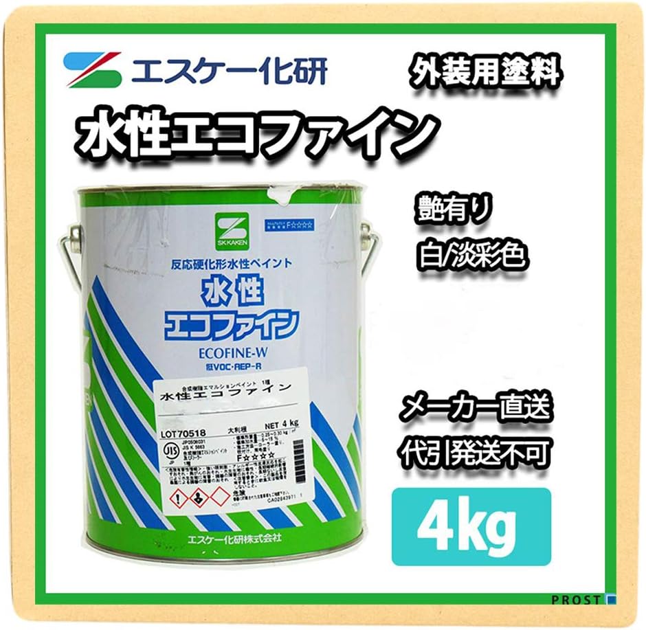 Amazon | 水性エコファイン 艶有り 4kg 淡彩色 SR-409 エスケー化研 外壁用塗料 | 塗料缶・ペンキ