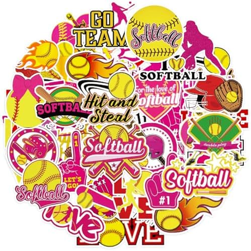Amazon.com: 50 Pcs Softball Stickers, Sports Stickers Softball Party ...