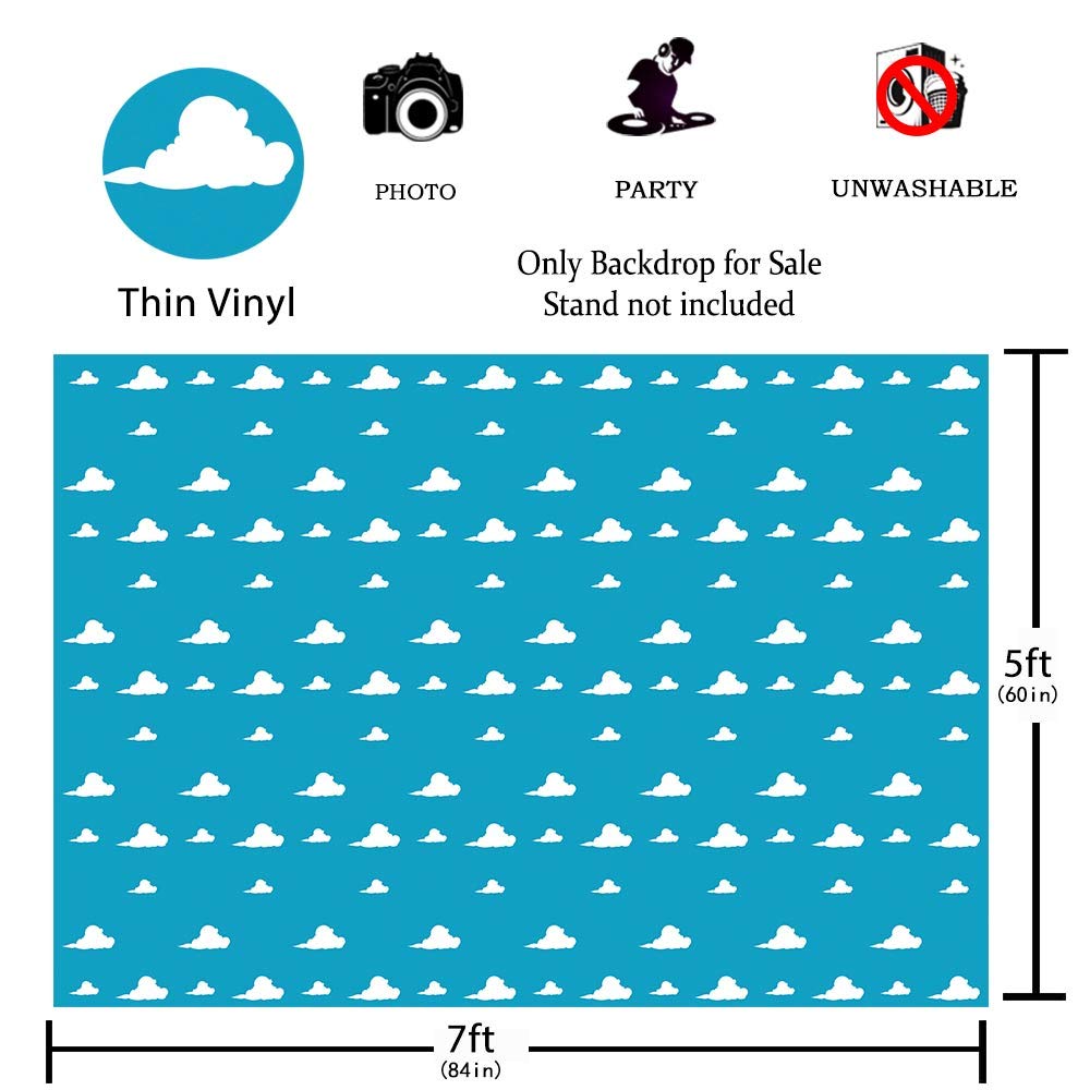 Buy Funnytree 7X5ft Blue Sky White Clouds Backdrop Cartoon Kids ...
