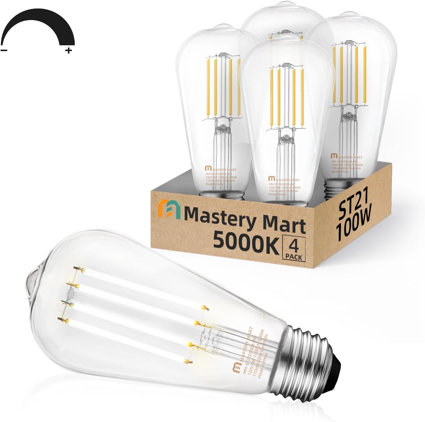 Mastery Mart ST21 [100 Watt] [Dimmable] Led Vintage Edison Light Bulb ...