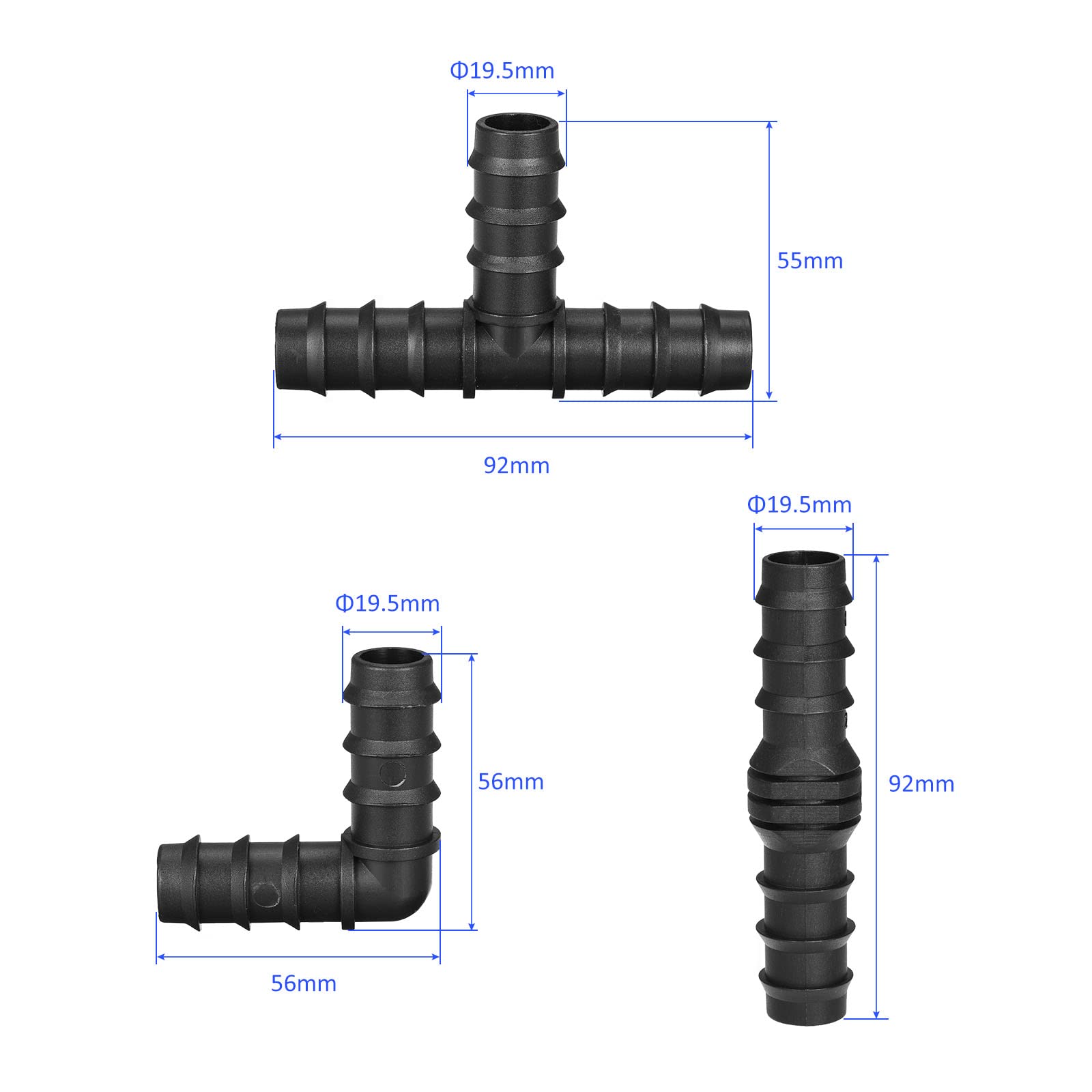 M METERXITY 25 Pack Tee Barb Fittings – 19.5mm Barbed Tee Hose Fitting ...