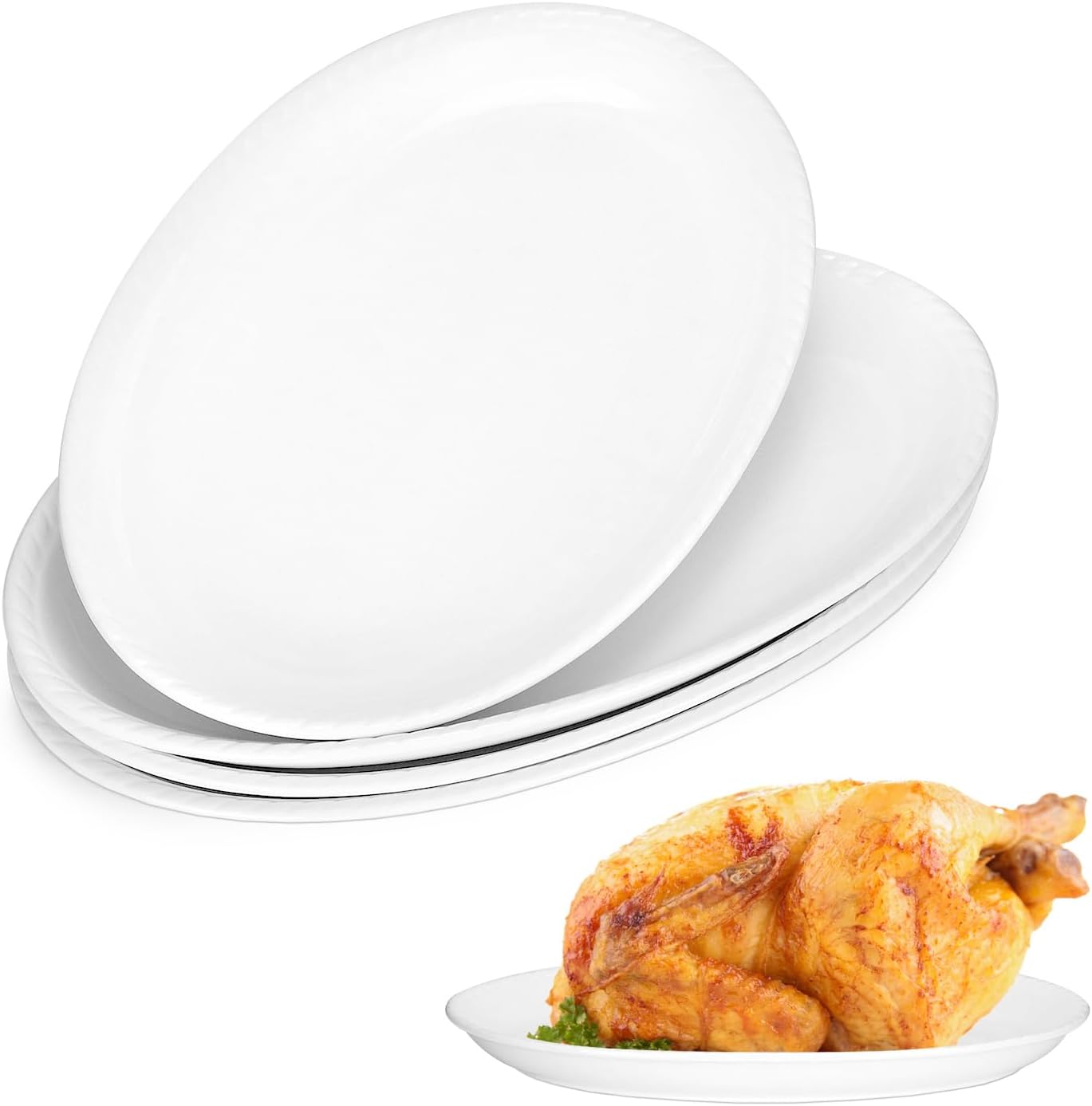 Amazon.com | QWORK 14 Inch Ceramic Serving Platter Set of 4 - Elegant ...