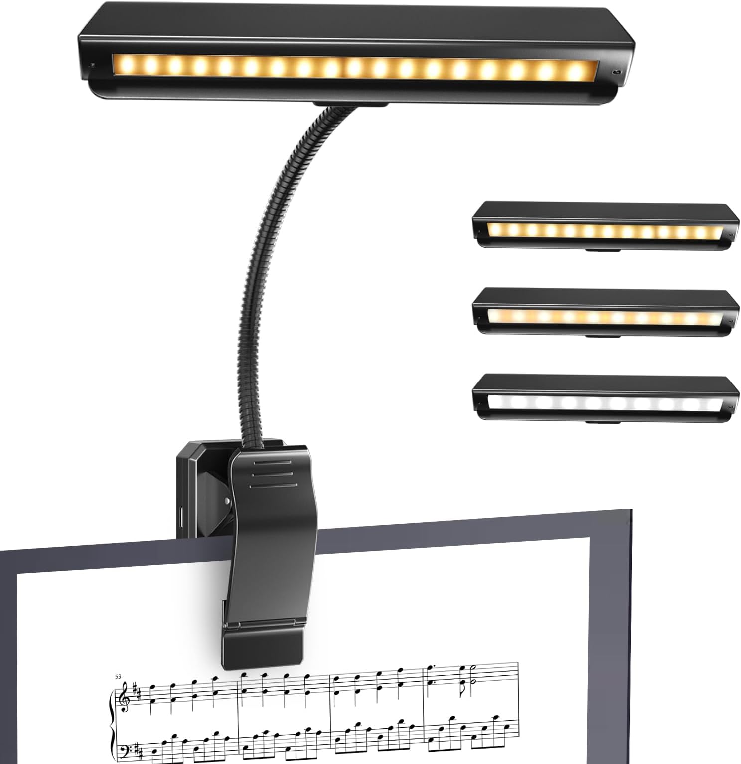 Rechargeable Music Stand Light, 19 LEDs Clip On Reading Light - 3 Level ...
