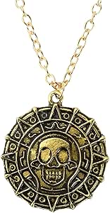 14k Yellow Gold Pirate Necklace For Men Women Costume Classic Pirates