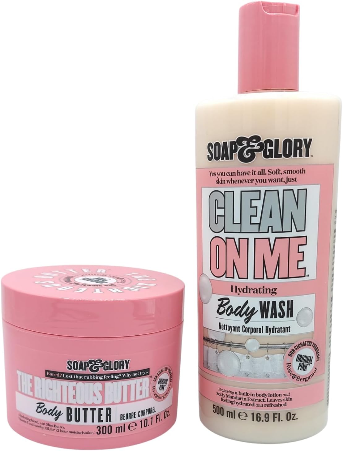Soap and Glory Clean on Me Body Wash and Righteous Body Butter : Amazon ...