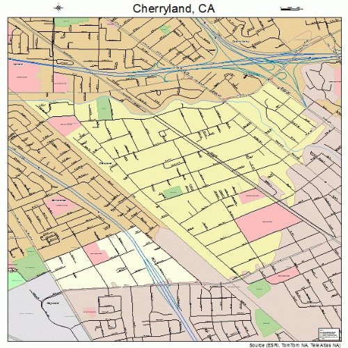 Large Street & Road Map of Cherryland, California CA - Printed poster ...