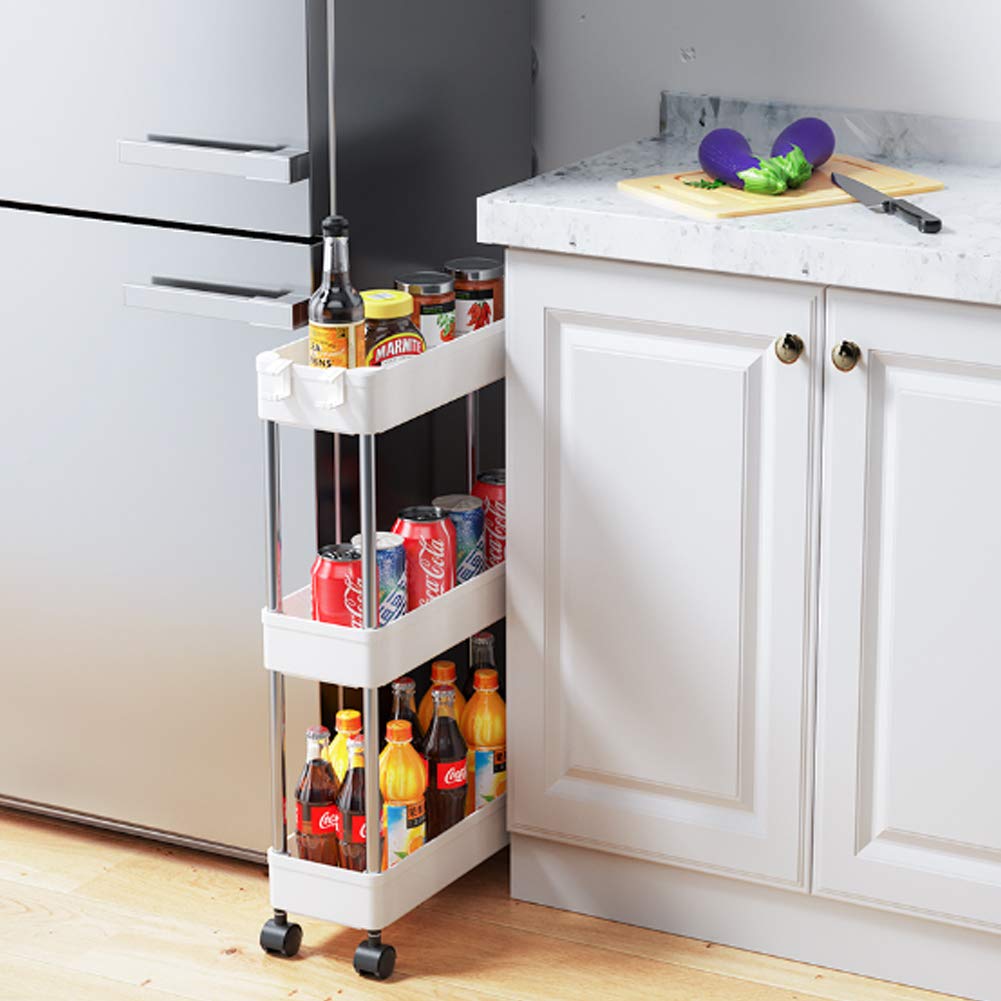 Buy Warmiehomy Slide Out Trolley Rack Holder, 2/3/4 Tier Storage Cart ...