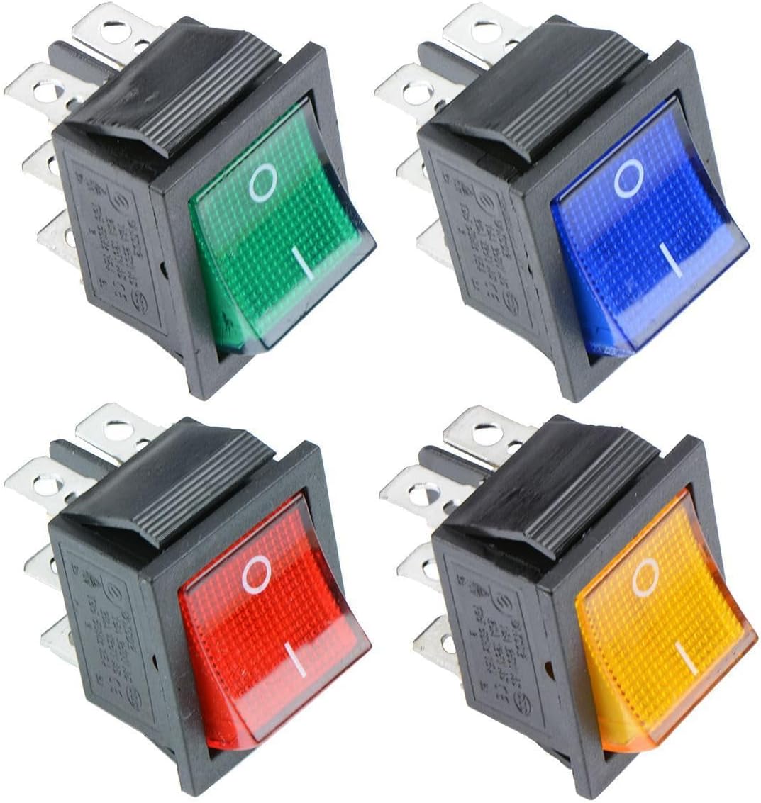 SYMFONIA Rocker Switch with Indicator Lights4 Color Heavy-duty DPST 4 ...