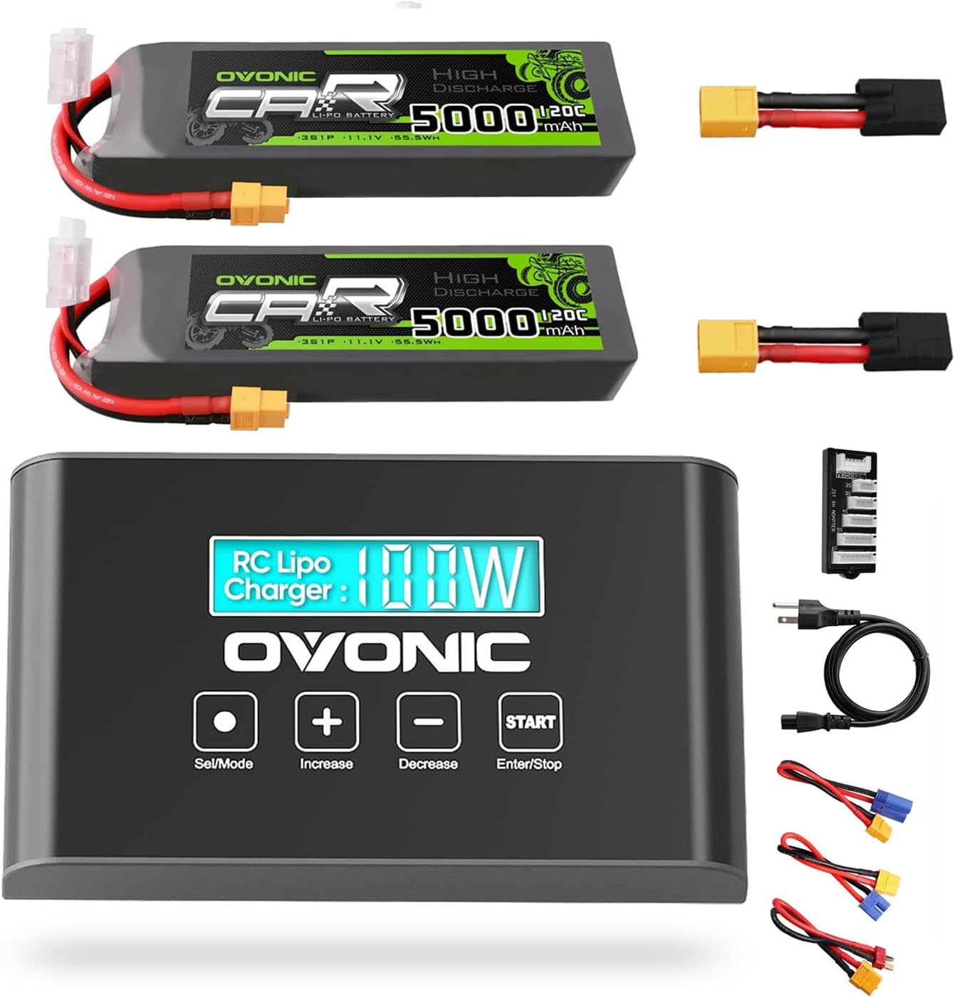 Amazon.com: OVONIC Mate1 Lipo Battery Charger with 2 Pack 3S LiPo ...
