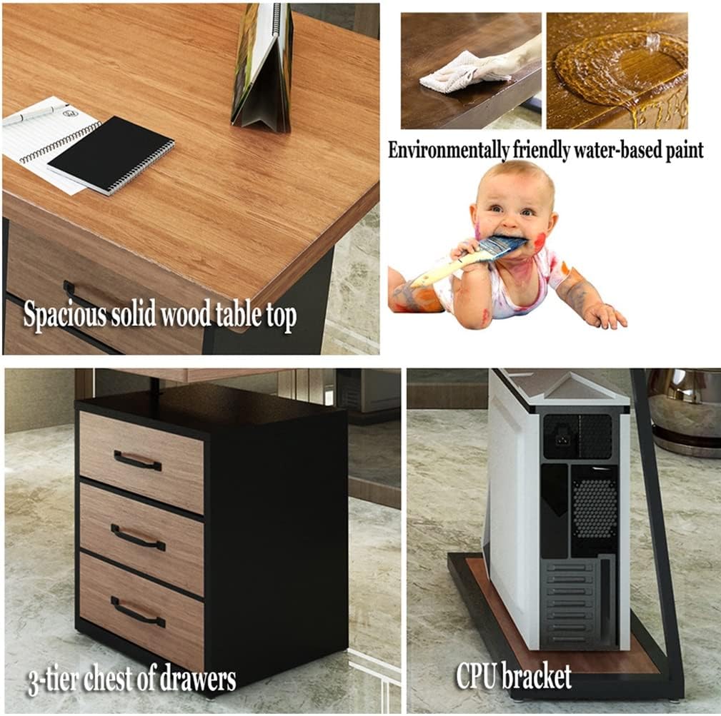 Escritorio moderno y simple de madera maciza para computadora ...