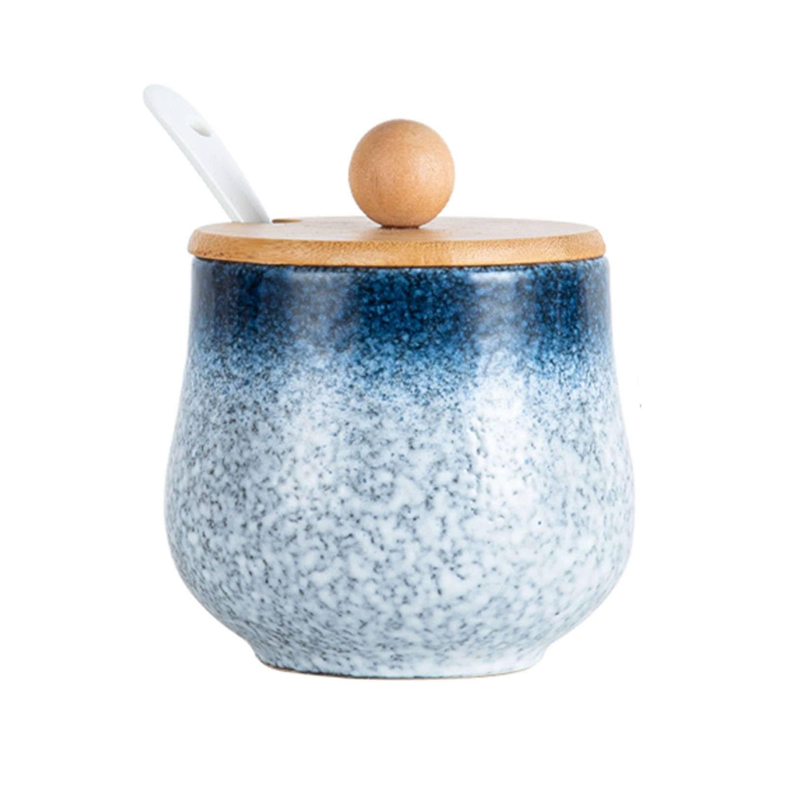 Dark Blue Sugar Bowl with Lid and Spoon, European Style Starry Sky ...