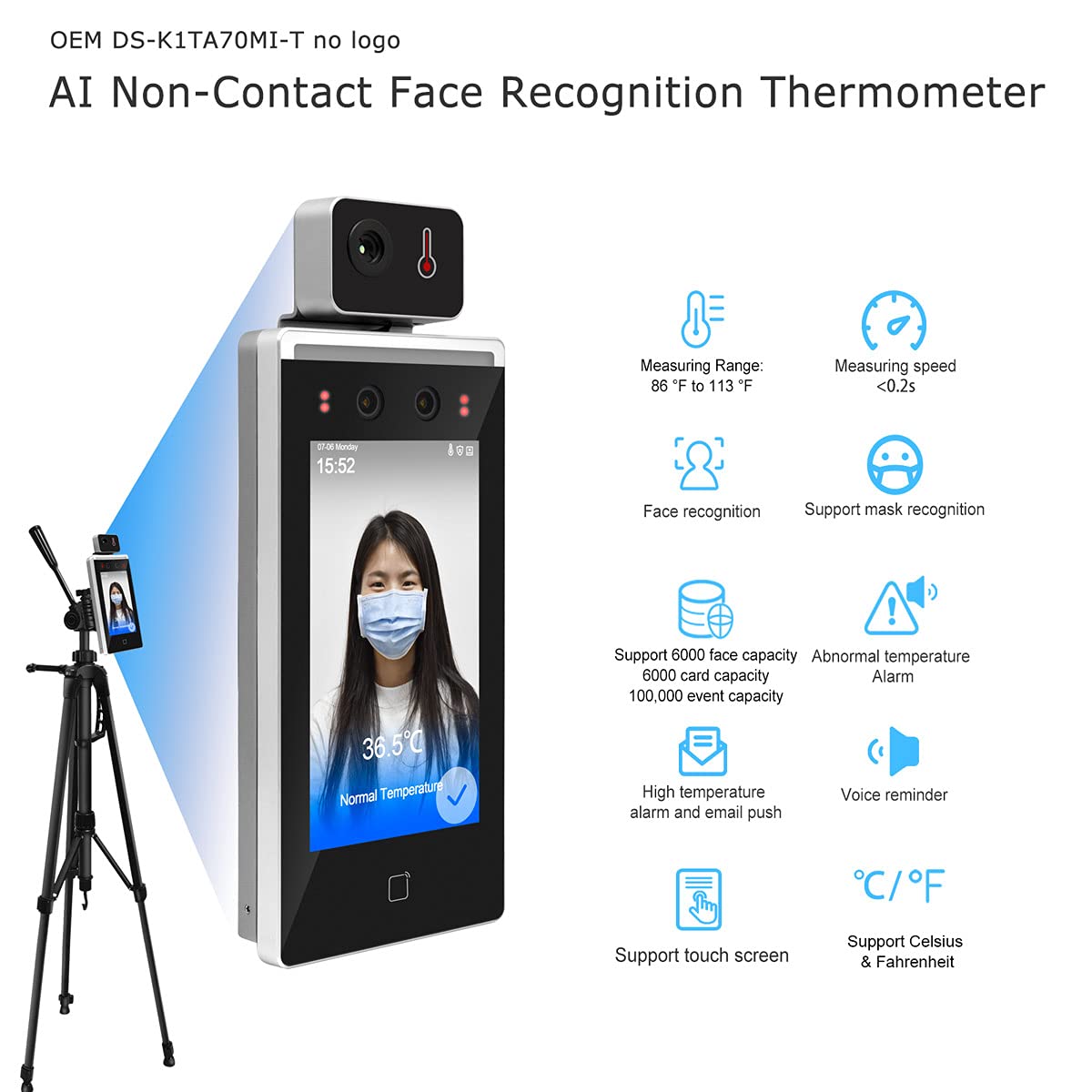 Buy Face Recognition Temperature Measurement System OEM Hikvision DS ...