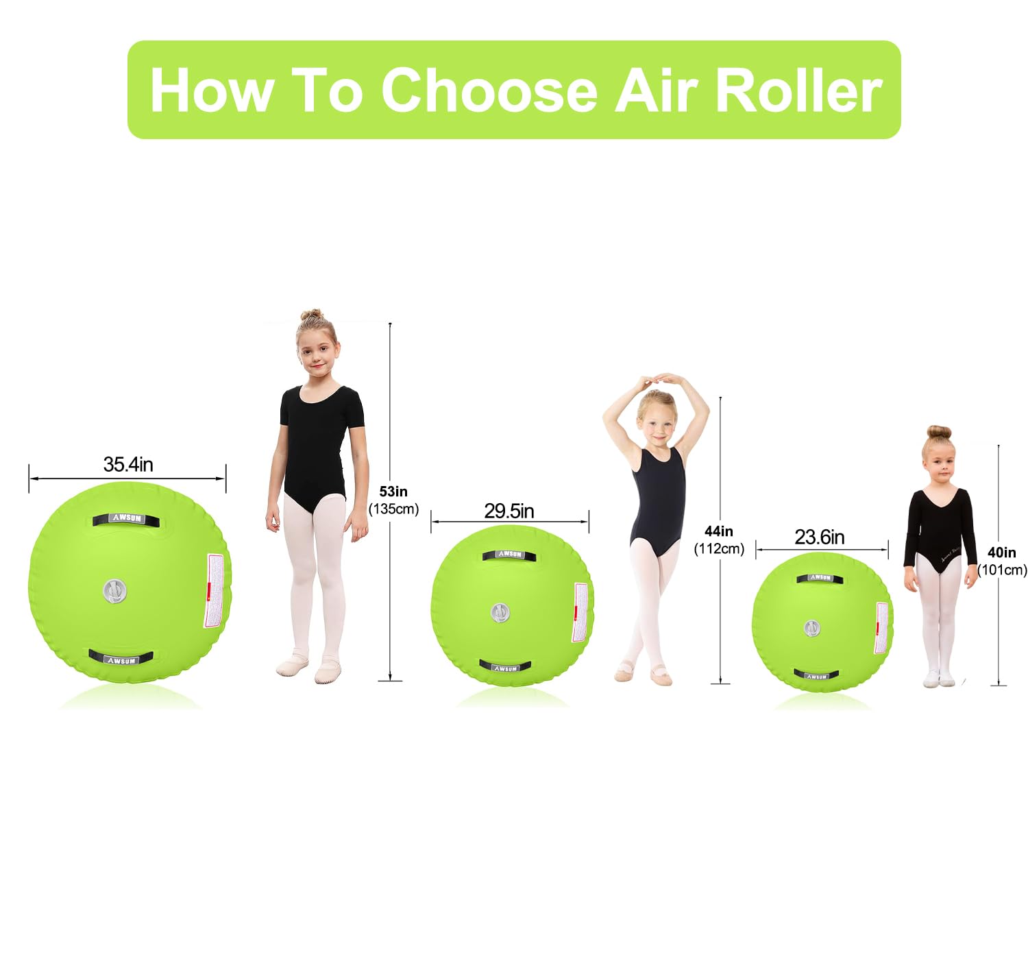 Snapklik.com : AWSUM 3.3ft L X 2ft Diam Gymnastics Air Roller Tumbling ...