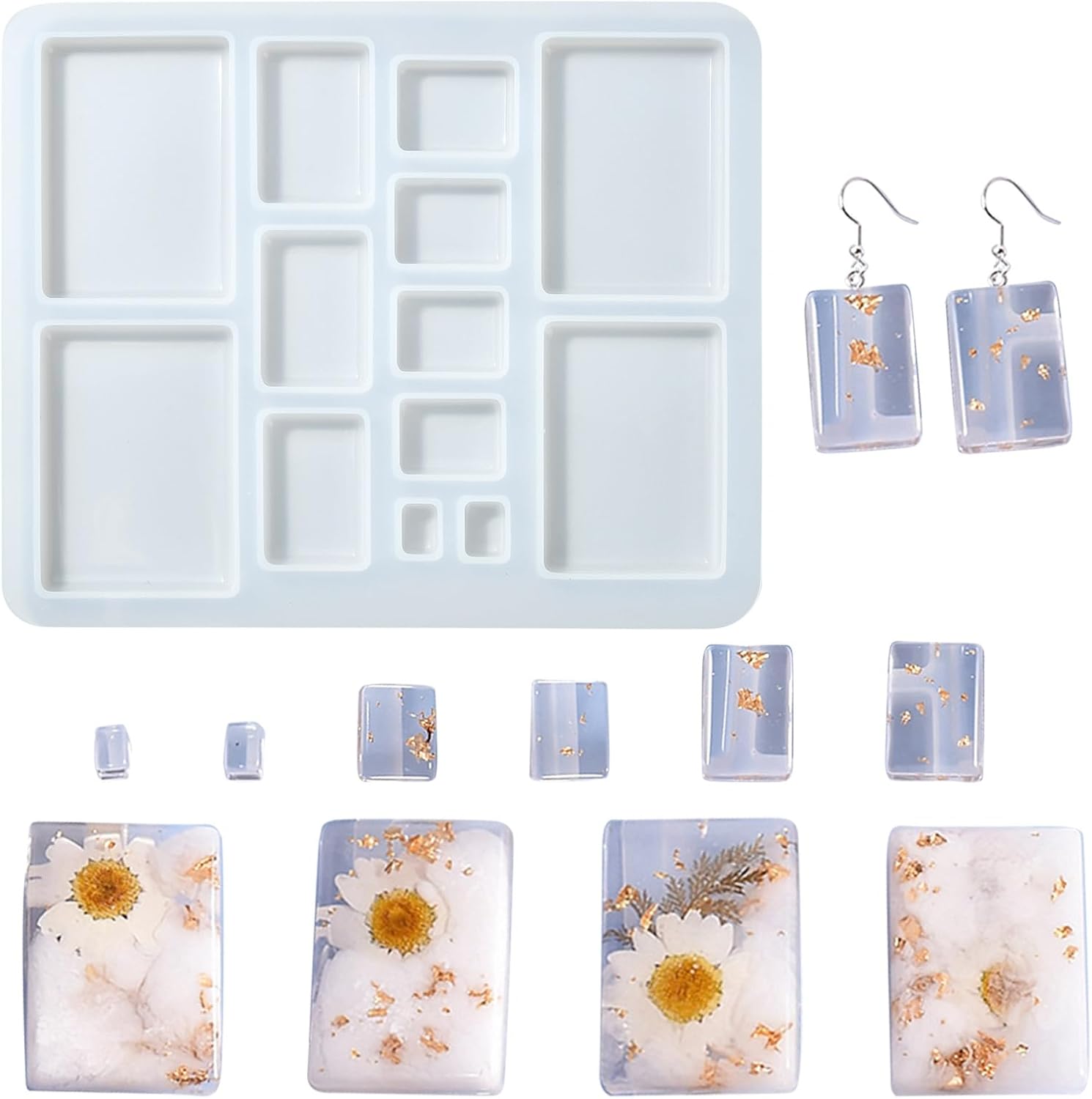 Amazon.com: UR Urlifehall 5 Pcs Jewelry Resin Molds Silicone Rectangle ...