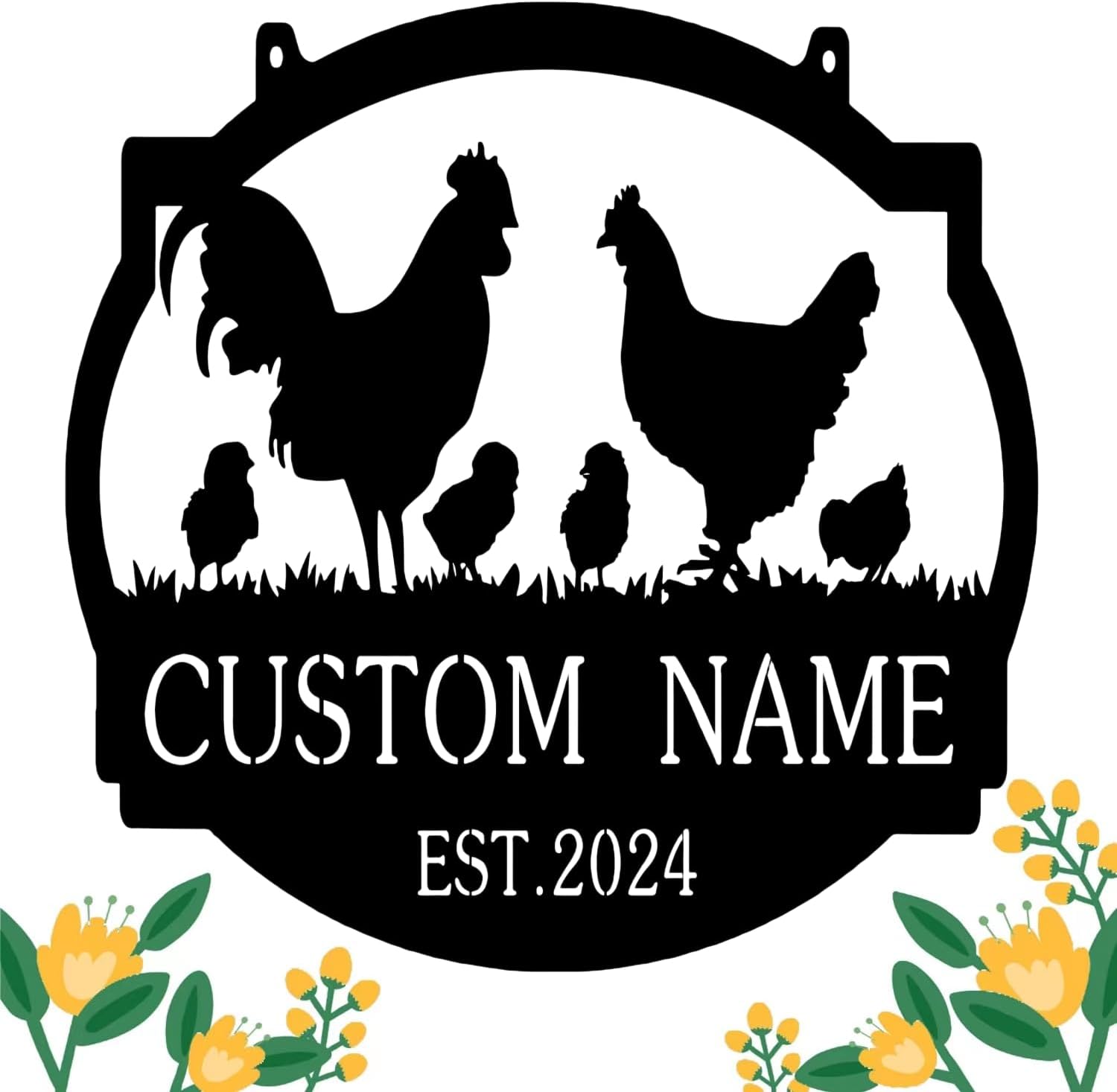 Amazon.com : Personalized Farm Sign with Chicken and Hens - Custom Hen ...