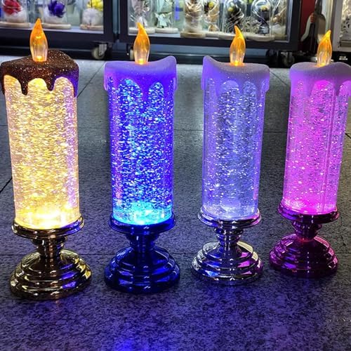 GLOWSERIE Flameless Candles LED Flameless Glitter Candle Color Changing ...