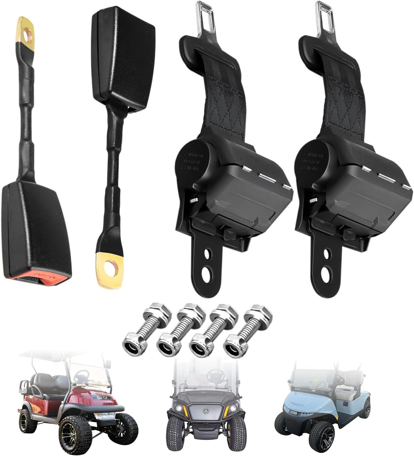 Amazon.com: Orle Oko Golf Cart Seat Belts, 2 Pack Retractable Universal ...