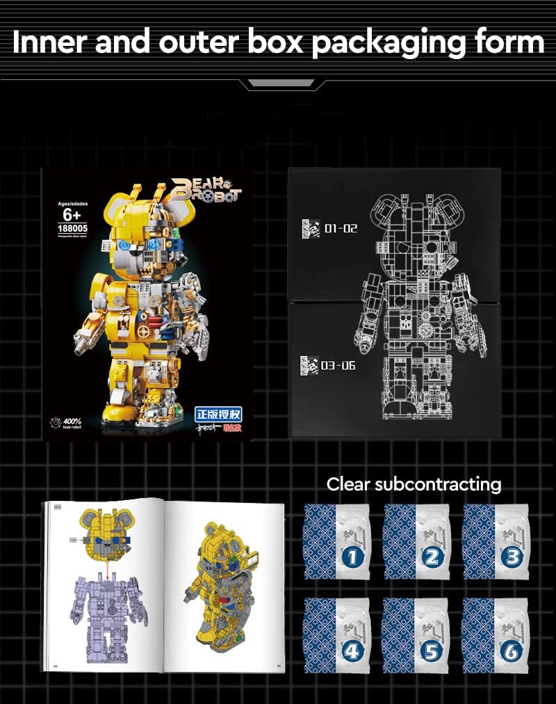 Mrkuriosity Mecha Bear Kit de bloques de construcción mecánico de oso ...