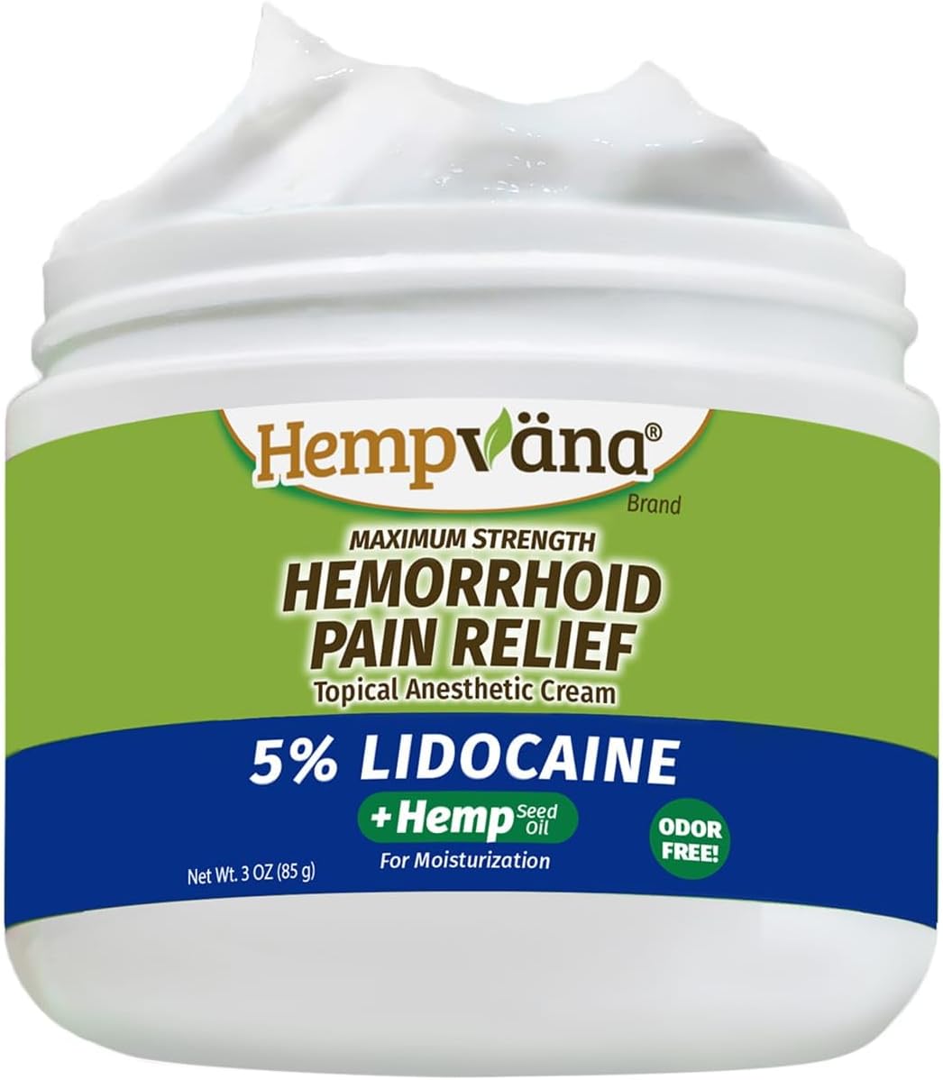 Amazon.com: Hempvana Hemorrhoid 5% Lidocaine Pain Relief Cream, AS-SEEN ...