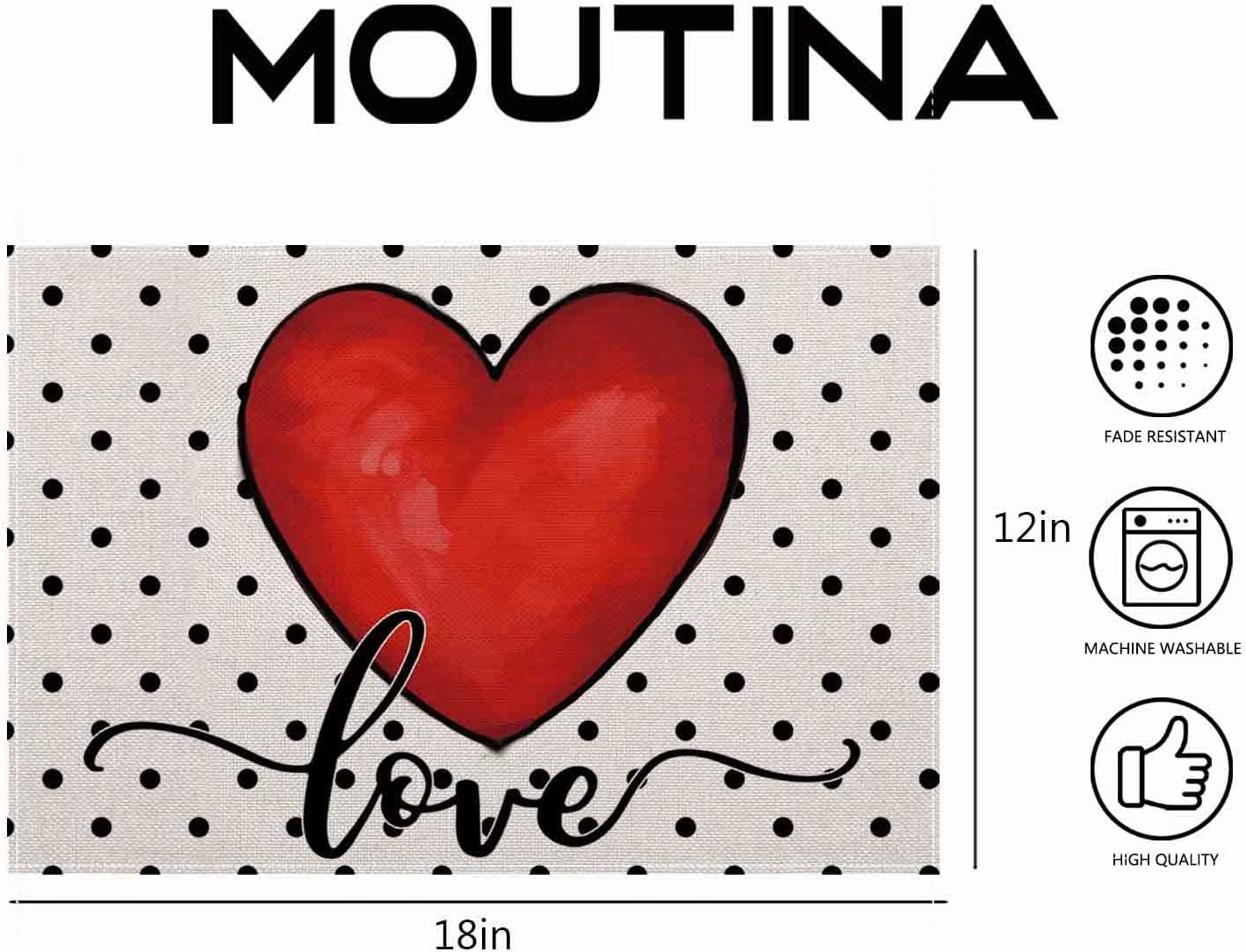 Juego de 4 manteles individuales para el día de San Valentín, 12 x 18 ...