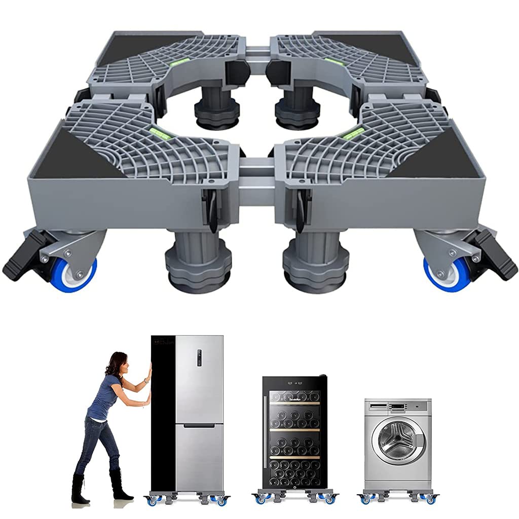 HASTHIP® Washing Machine Stand, Heavy Duty Adjustable Metal Fridge ...