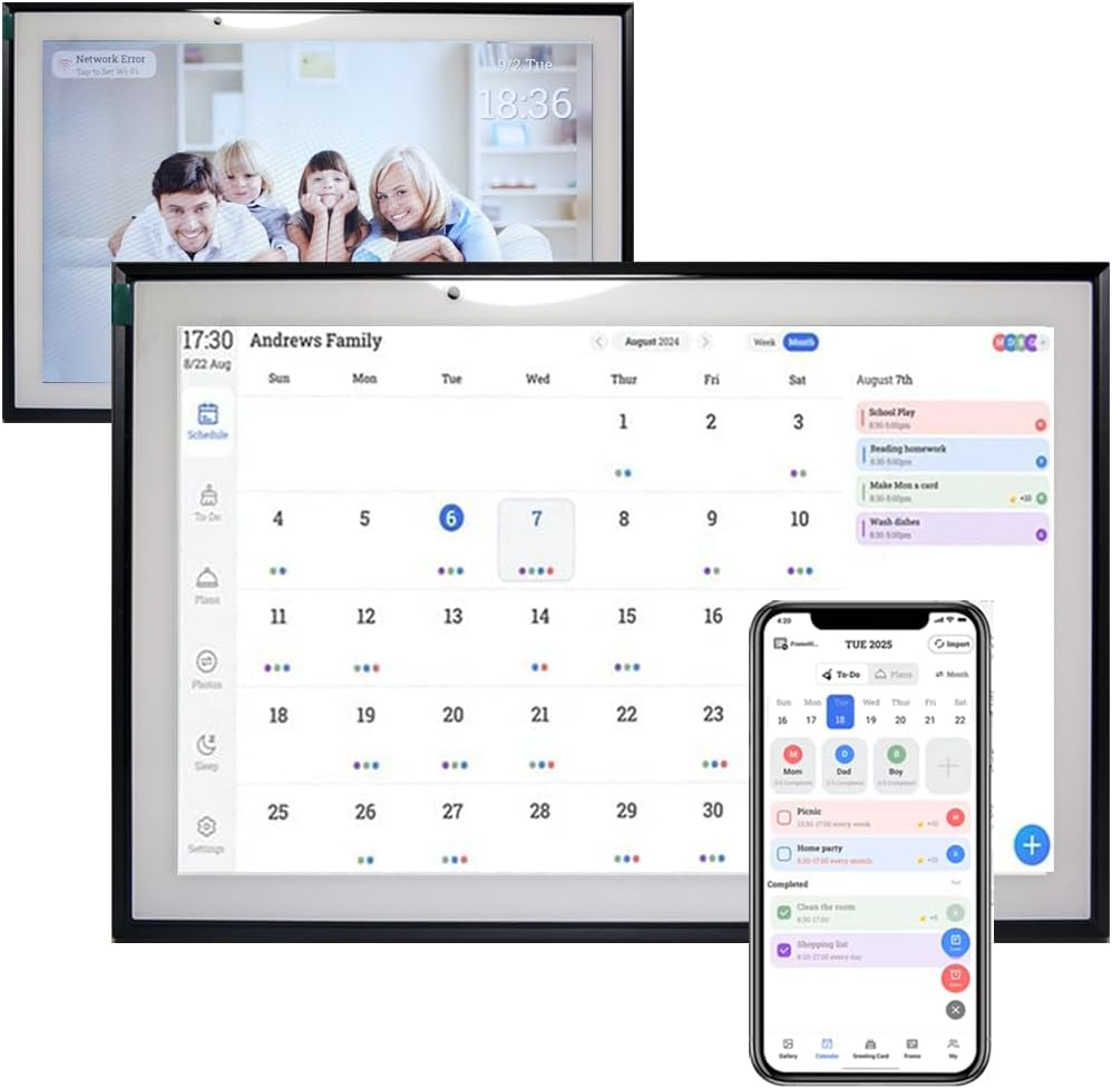 Smart Digital Calendar 2026 Touch Screen Wall Mount Family Meal Planner ...