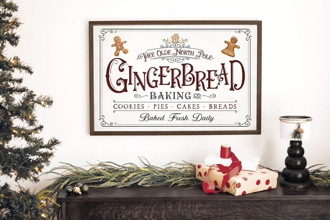 Amazon.com: Gingerbread Baking Sign Wall Art Poster Gingerbread Bakery ...
