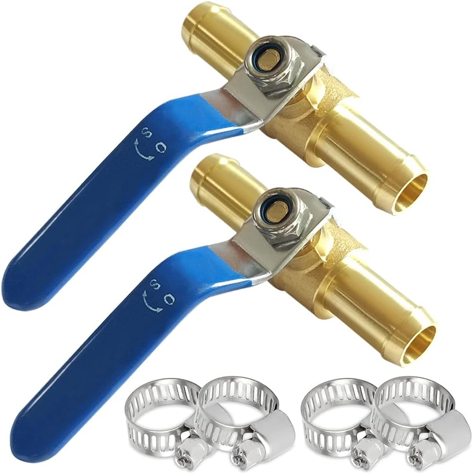 Amazon.com: Uenede 2PCS Brass 5/8 Inch Barb Ball Valve Heater Water ...