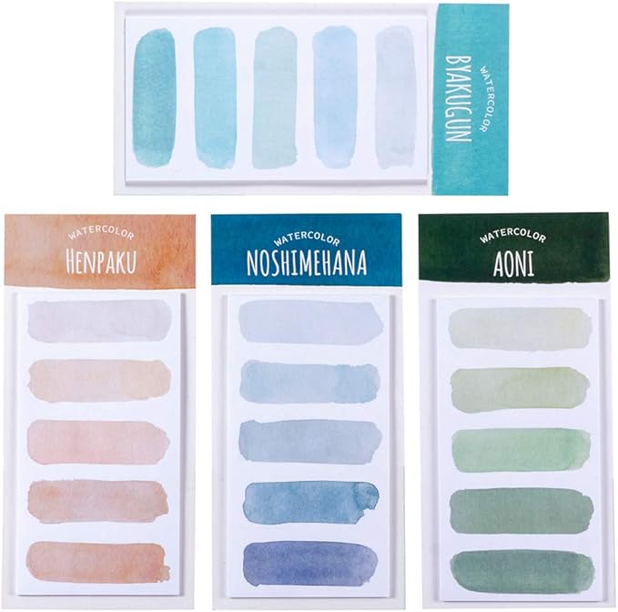 YUBBAEX Watercolor Sticky Notes Set Colorful Memo Stickers with Dotted ...