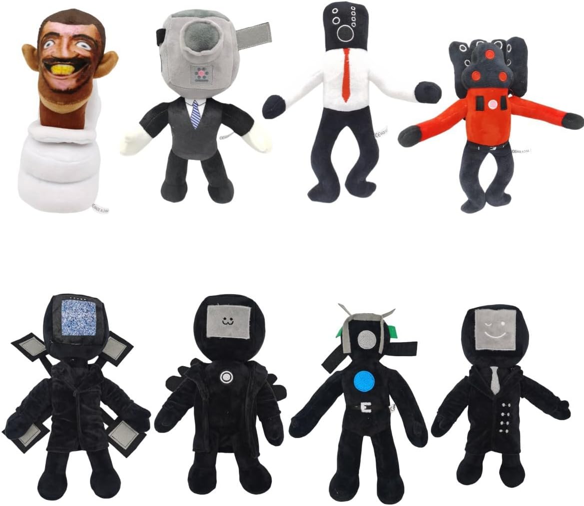 8 PCS Set Skibidi Toilet Plush Toy - Funny Stuffed Anime Skibidi Toilet ...