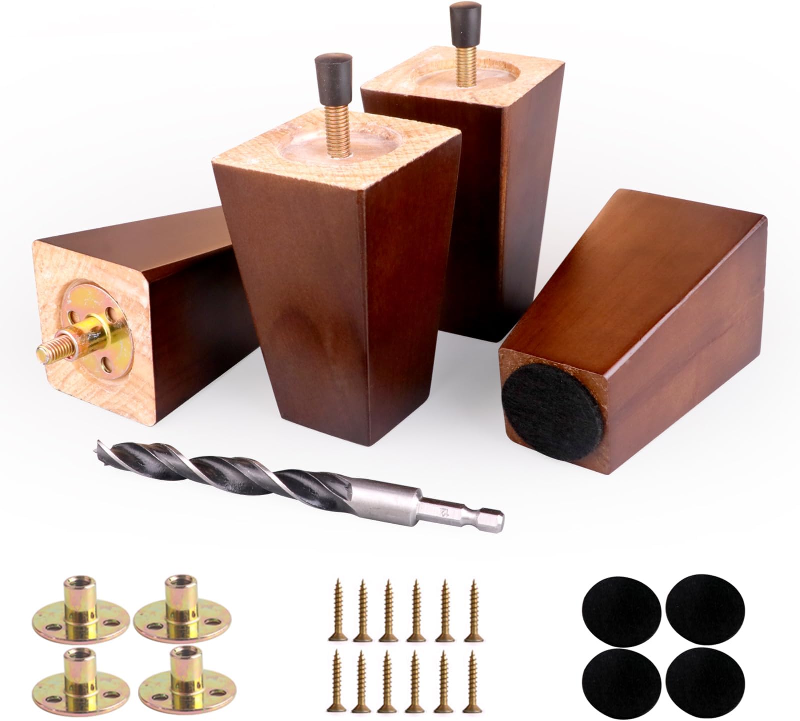 Amazon.com: Xlroaafs 4 inch Square Wood Legs for Furniture,Rubber Wood ...