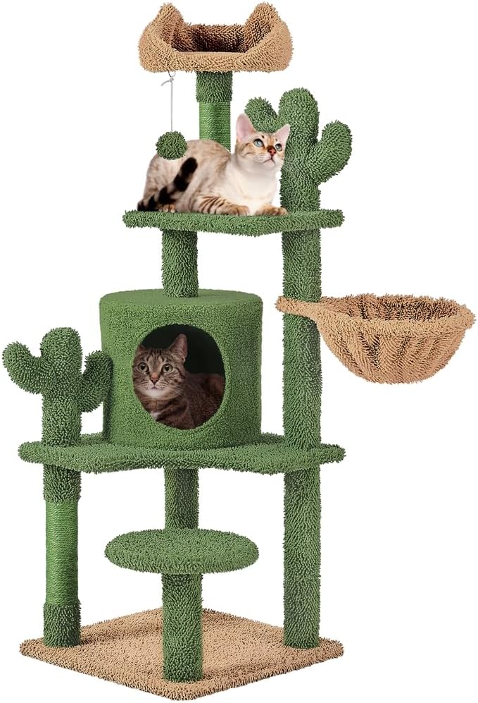 Yaheetech Cactus Cat Tree, 135cm Cat Tower for Indoor Cats, Cat ...