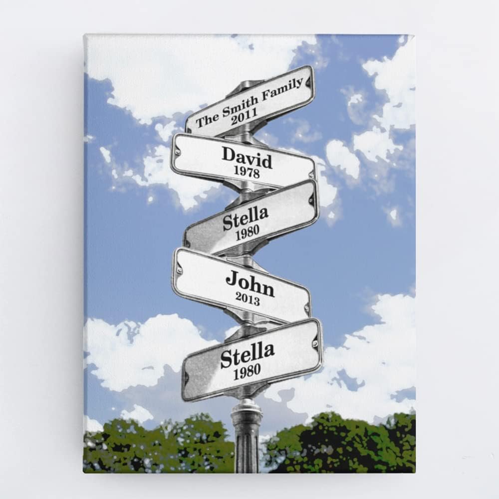 Amazon.com: Personalized Family Street Sign Canvas Print, Street Sky ...