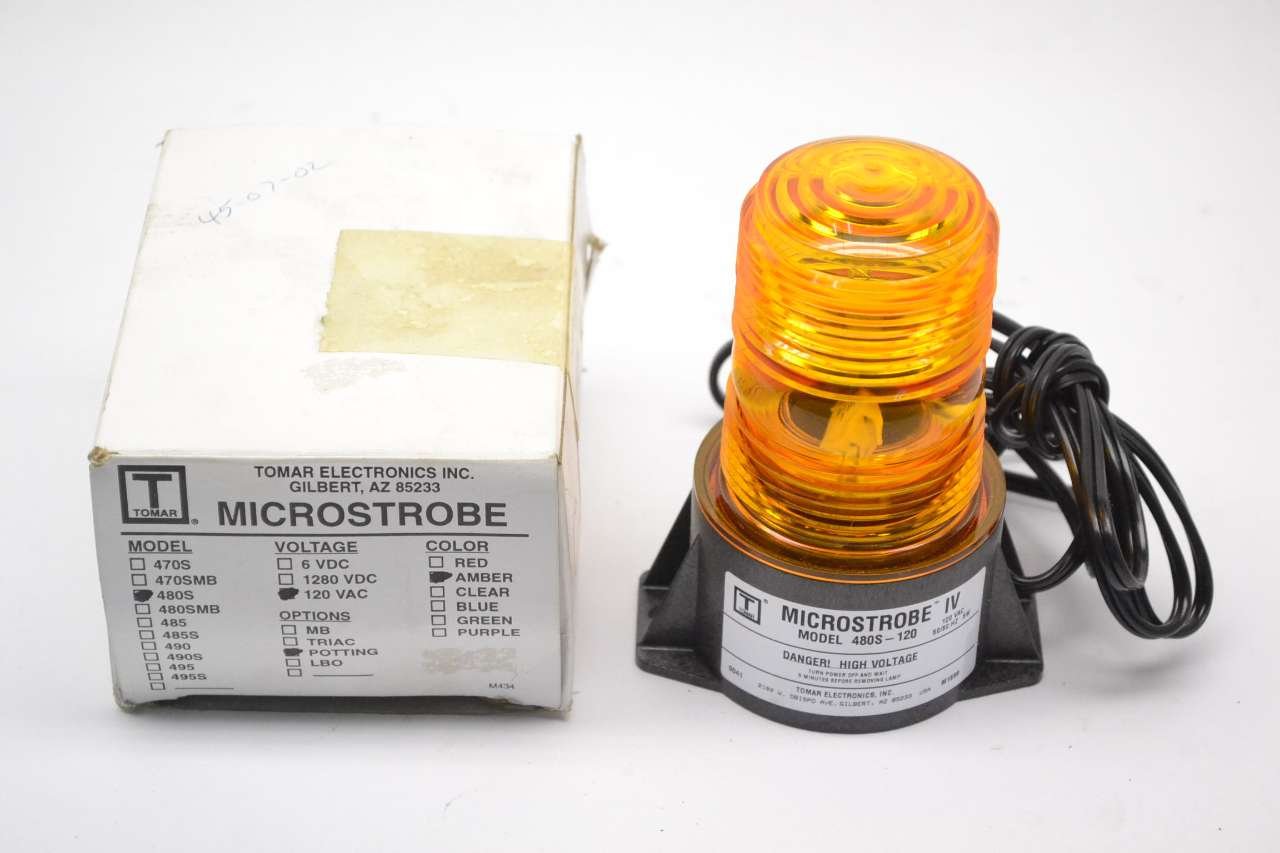 TOMAR ELECTRONICS 480S-120 MICROSTROBE IV AMBER LENS 120V-AC 5W FIXTURE ...